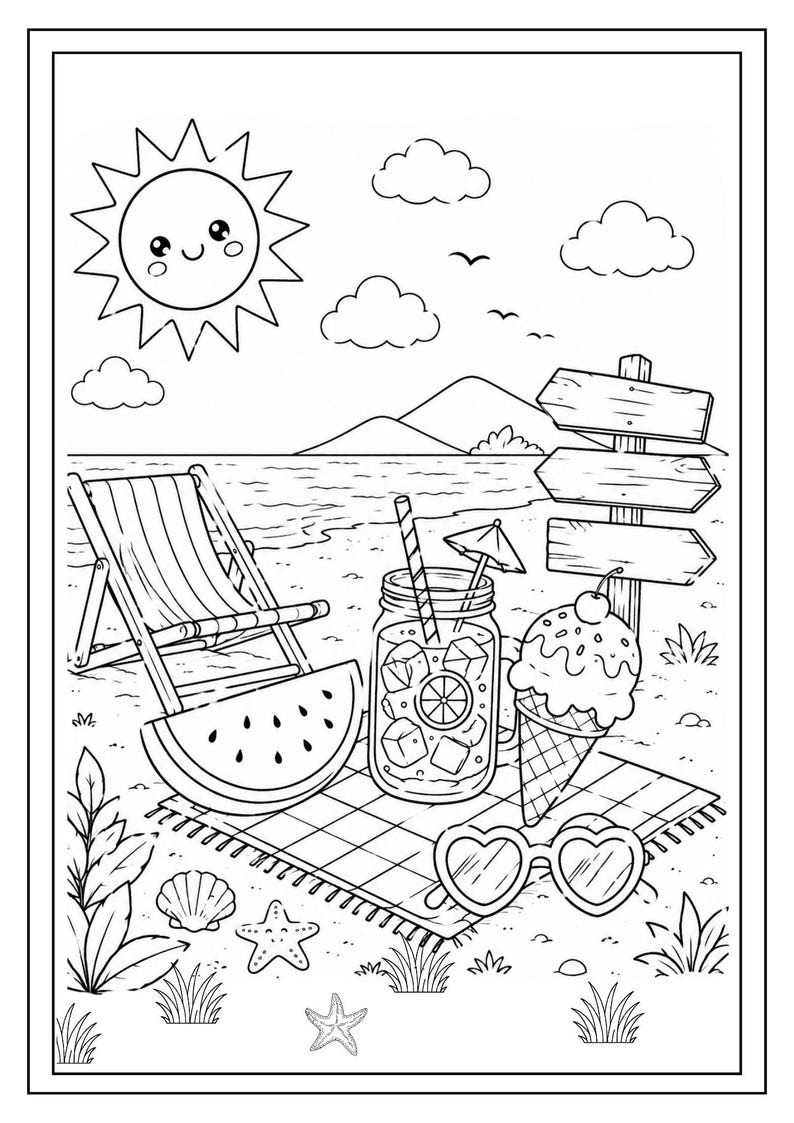 Printable Summer Coloring Pages - Etsy UK