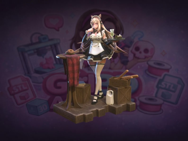 Rapi Chuya Factory 3D Print STL, Anime Girl Duo Statue, Resin Display ...