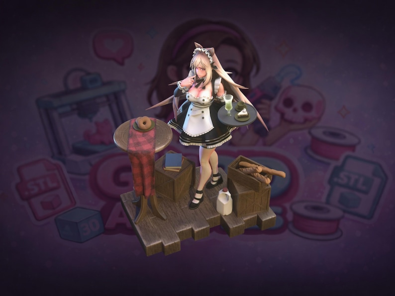 Rapi Chuya Factory 3D Print STL, Anime Girl Duo Statue, Resin Display ...