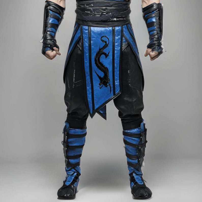 Disfraz de ninja azul y negro con temática de dragón de escarcha, hecho ...