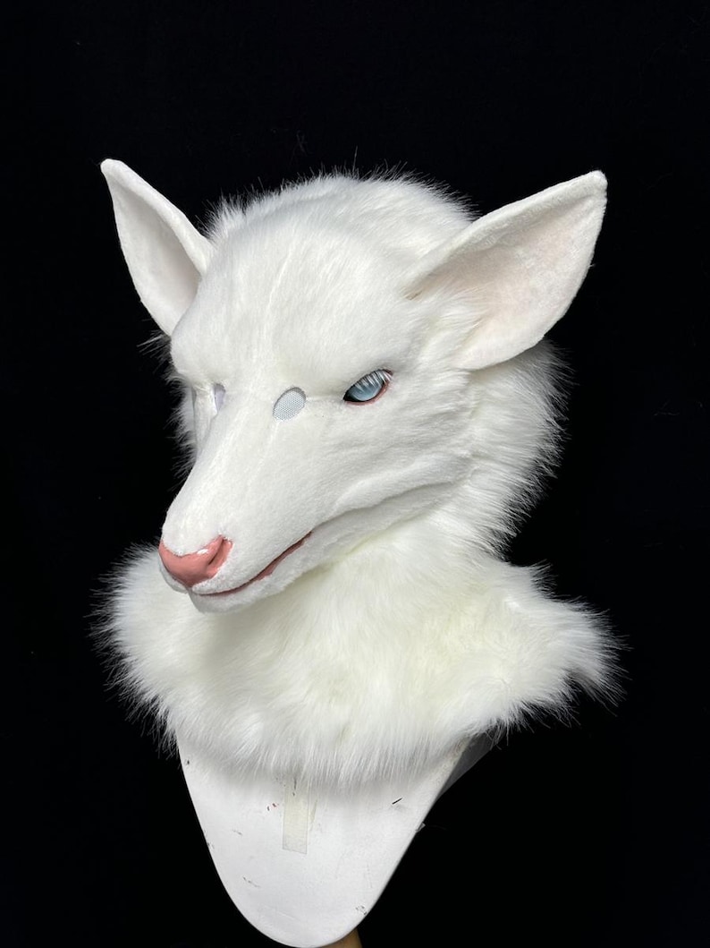 Movable Jaw Realistic White Deer Fursuit Head Headdress Costumes Furry ...