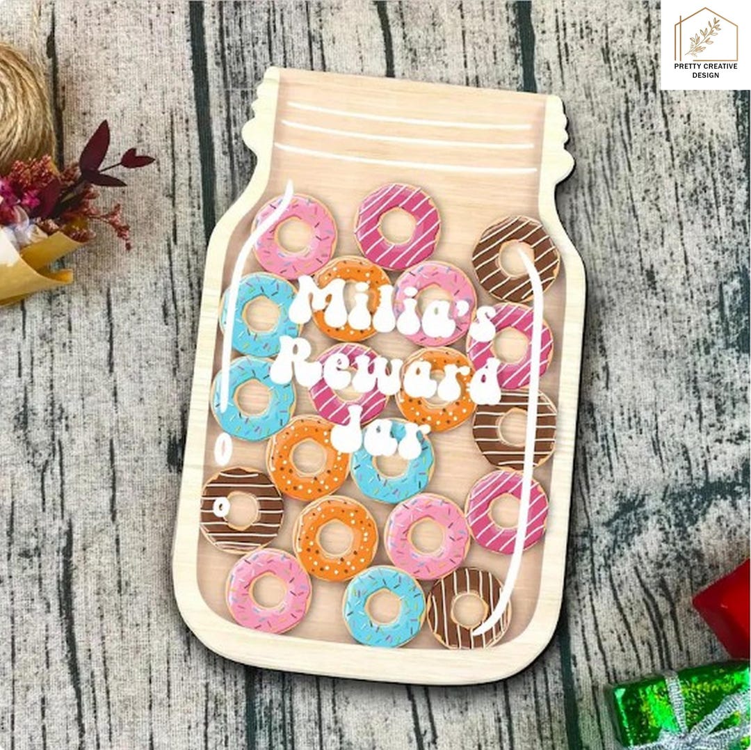 Personalized Donuts Reward Jar for Kids, Token Jar System, Reward ...