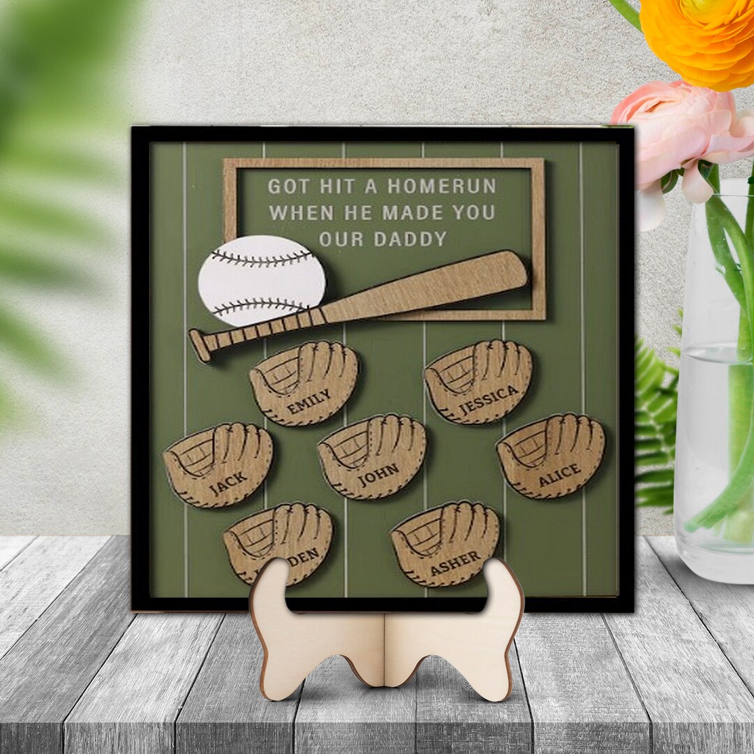 Personalized Baseball Dad 3D Sign, Team Daddy, Layered Baseball Sign ...