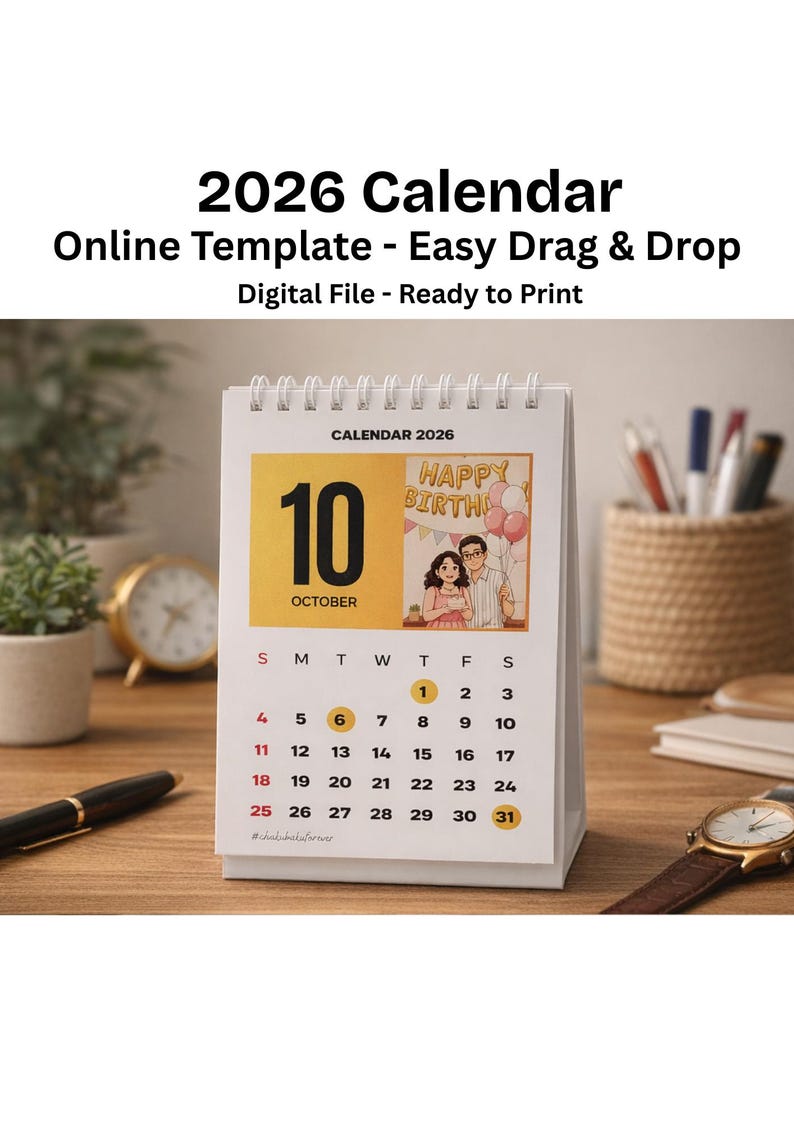 2026 Personalized Template for Calendar - Drag and Drop to Edit Your ...