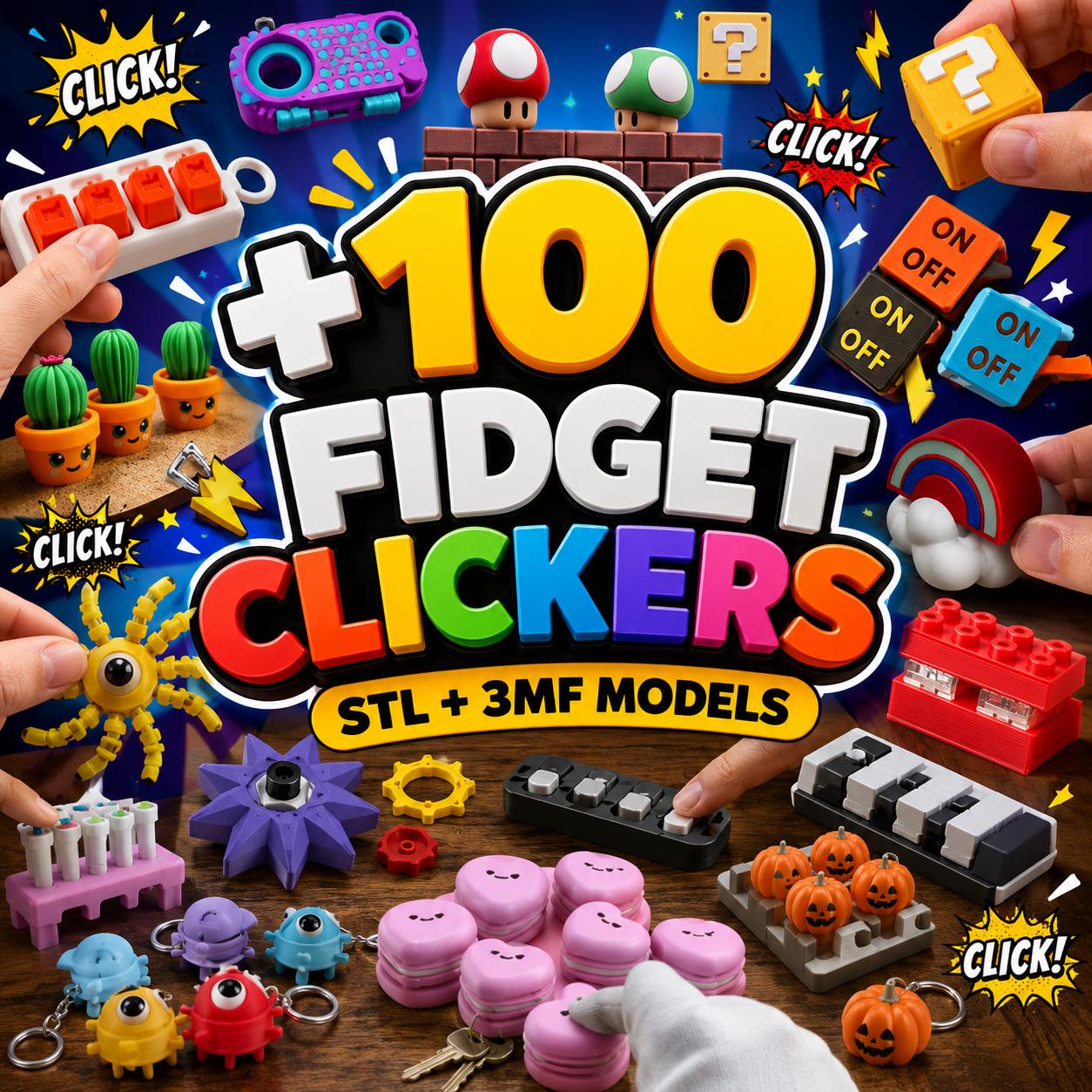 100+ Fidget Clicker STL Files | 3D Printable Sensory Toys (digital ...