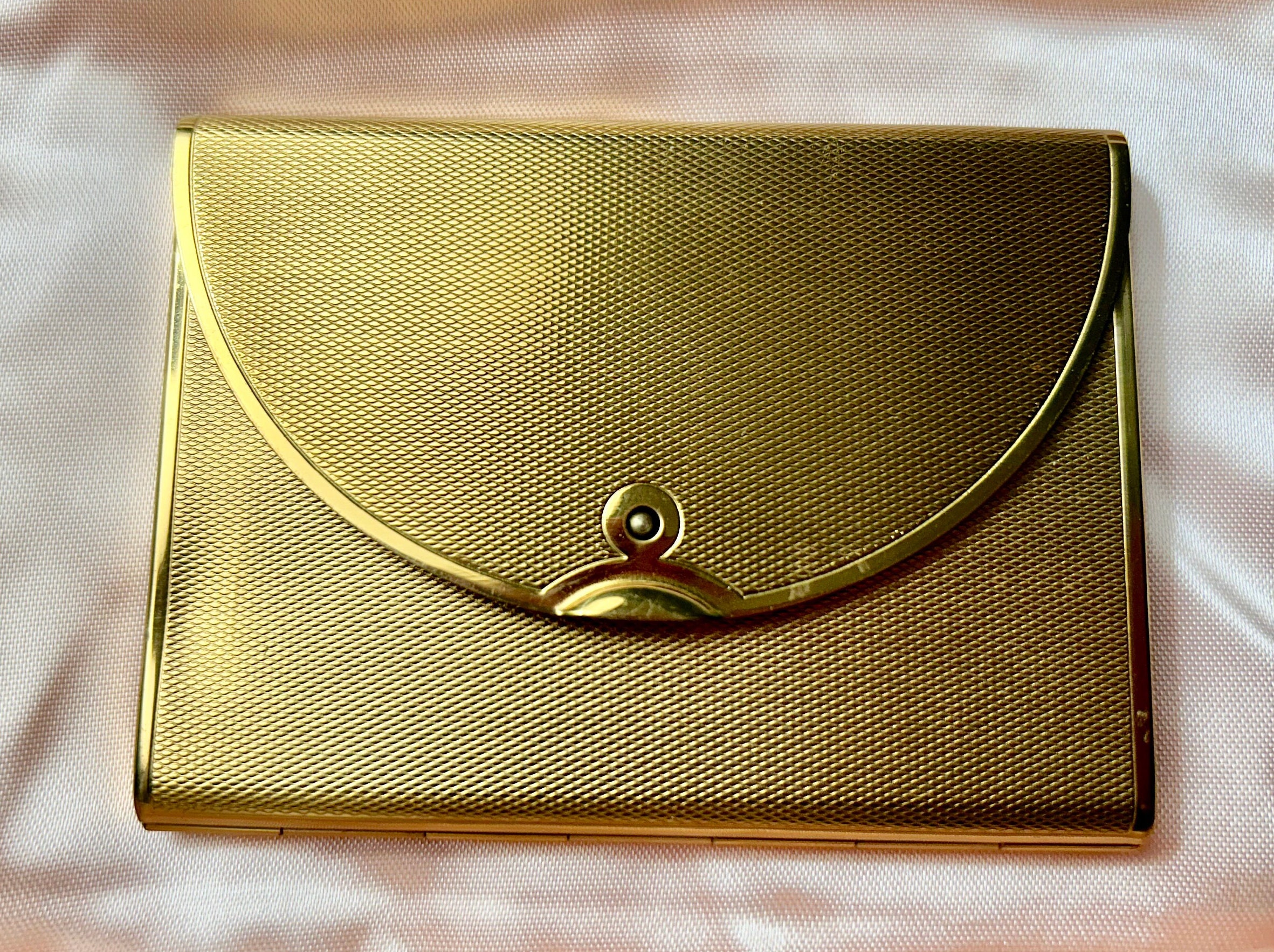 Vintage coty AIR SPUN Compact Textured Gold Mesh Envelop Style Mirrored ...