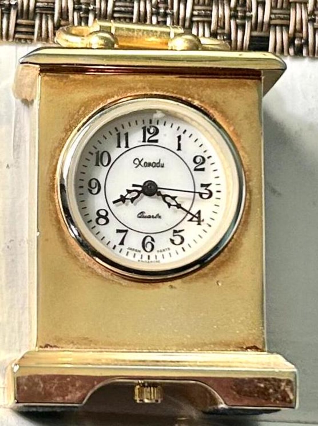 Vintage "xanadu MINIATURE Clock" Gold Toned Travel Mini Clock. Fresh ...