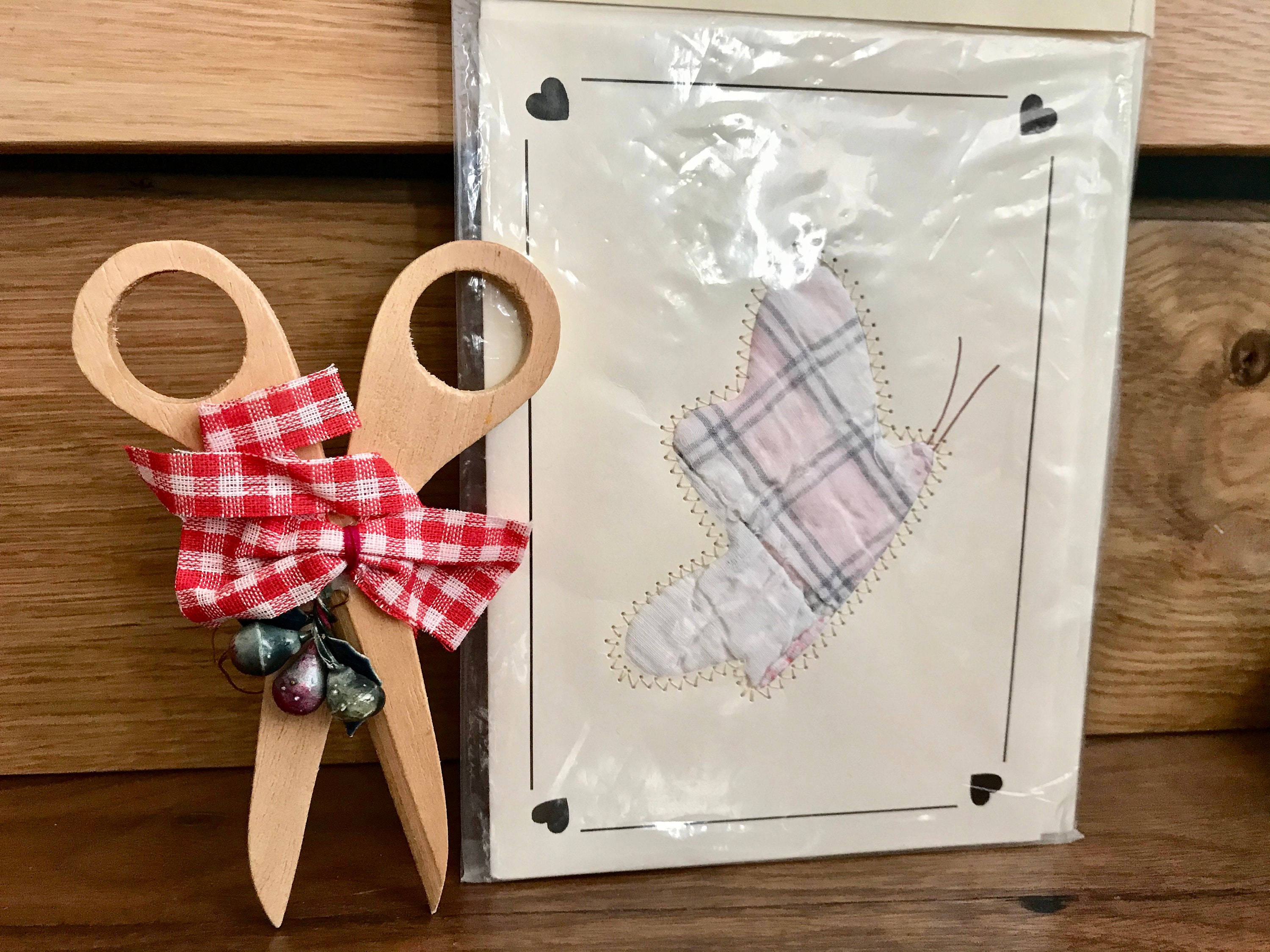 Vintage 60's scissor ORNAMENT & Notecard Gift Giving Present for the ...
