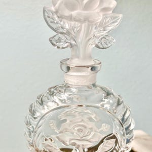 Vintage rose PERFUME Bottle Single Rose Design Clear Glass With Satin ...