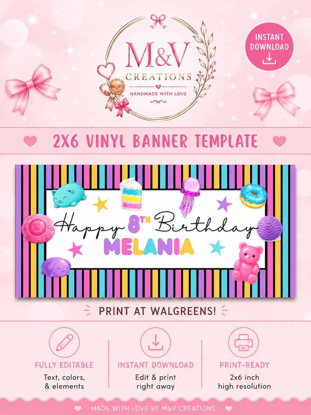 Viral Squishy Birthday Banner - Editable in Canva - Etsy