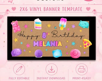 Viral Squishy Birthday Banner - Editable in Canva - Etsy