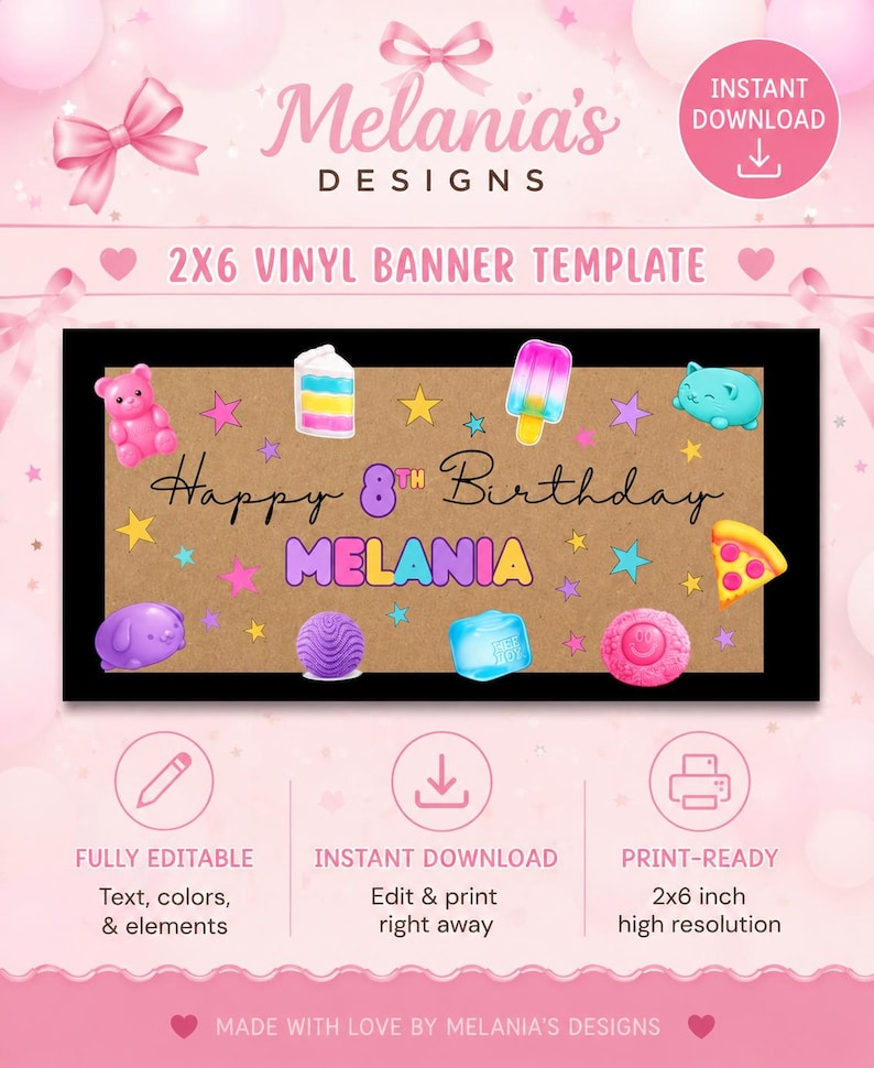Viral Squishy Birthday Banner - Editable in Canva - Etsy