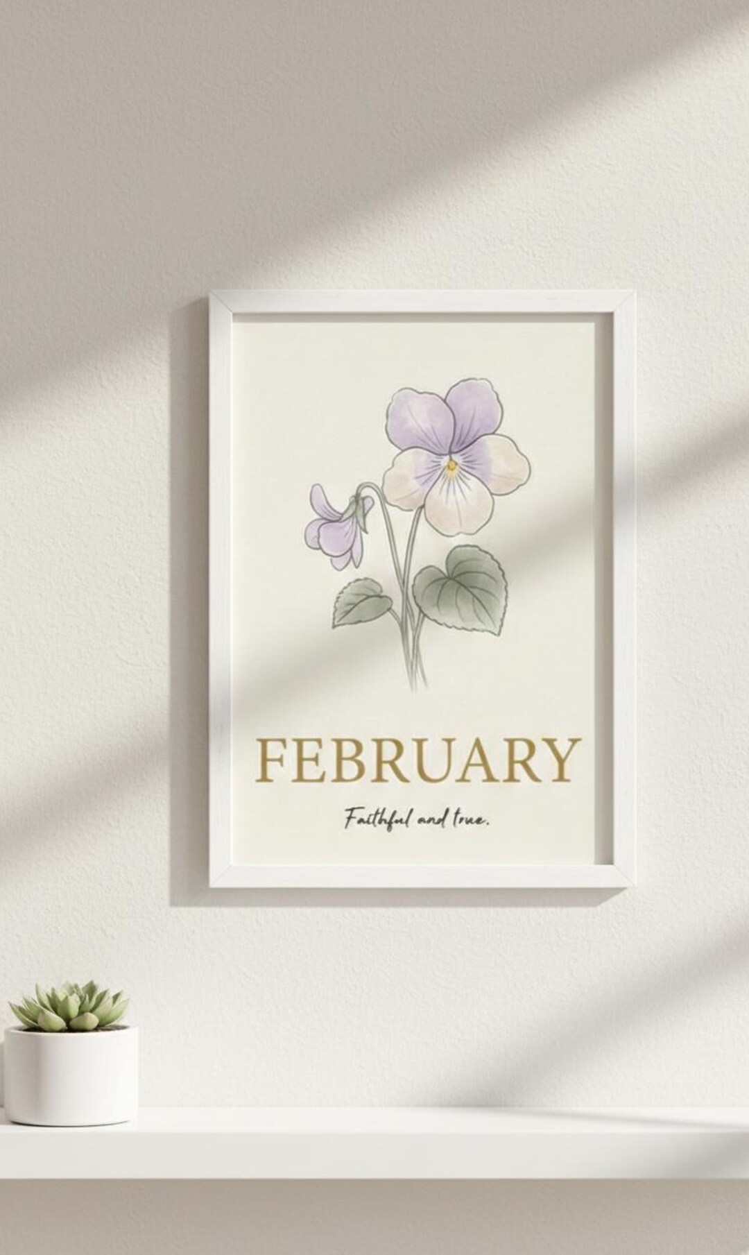 February Birth Flower Wall Art, Violet Minimalist Poster, Nursery Decor ...