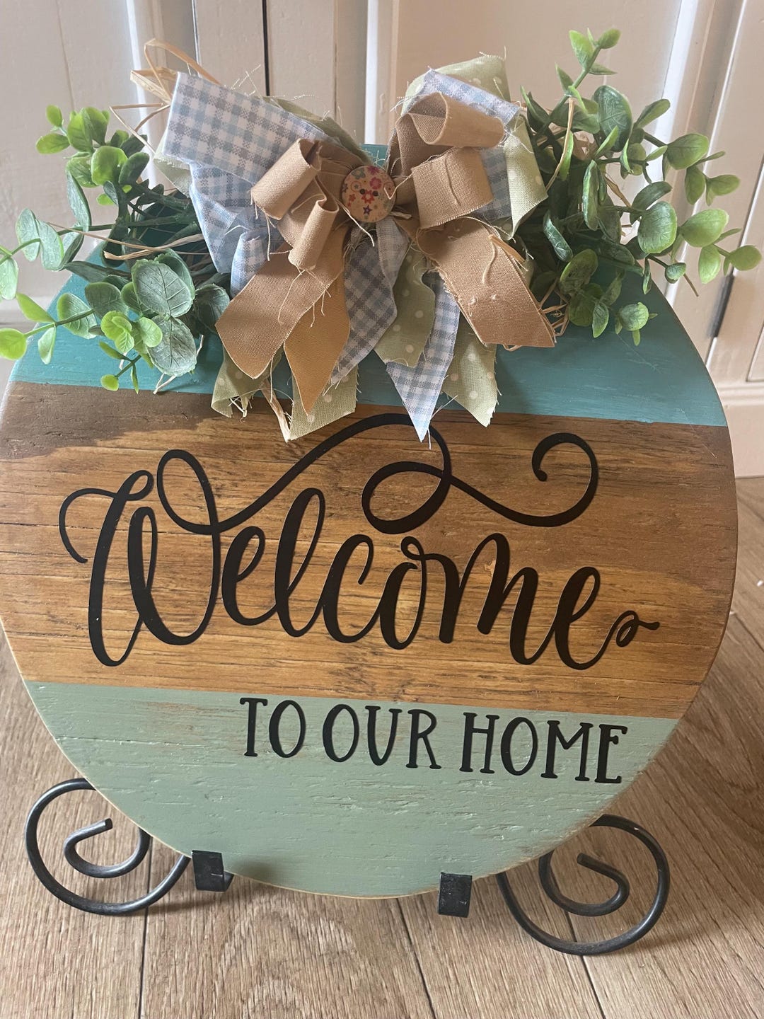 Round Wood Welcome Sign for Easel - Etsy