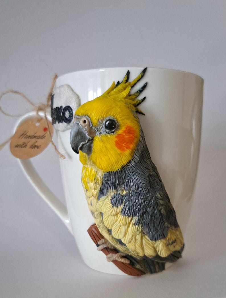 Cockatiel Polymer Clay Mug by Personal Picture of Your Pet - Etsy