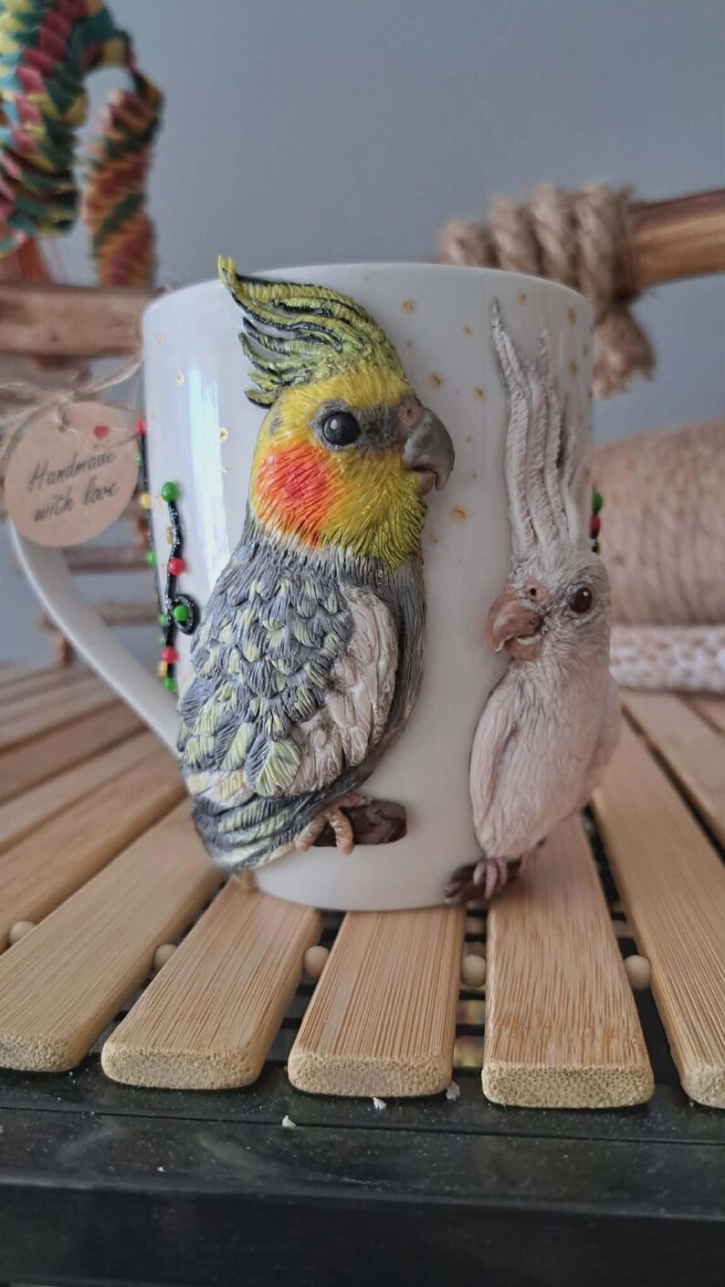 Cockatiel Polymer Clay Mug by Personal Picture of Your Pet - Etsy