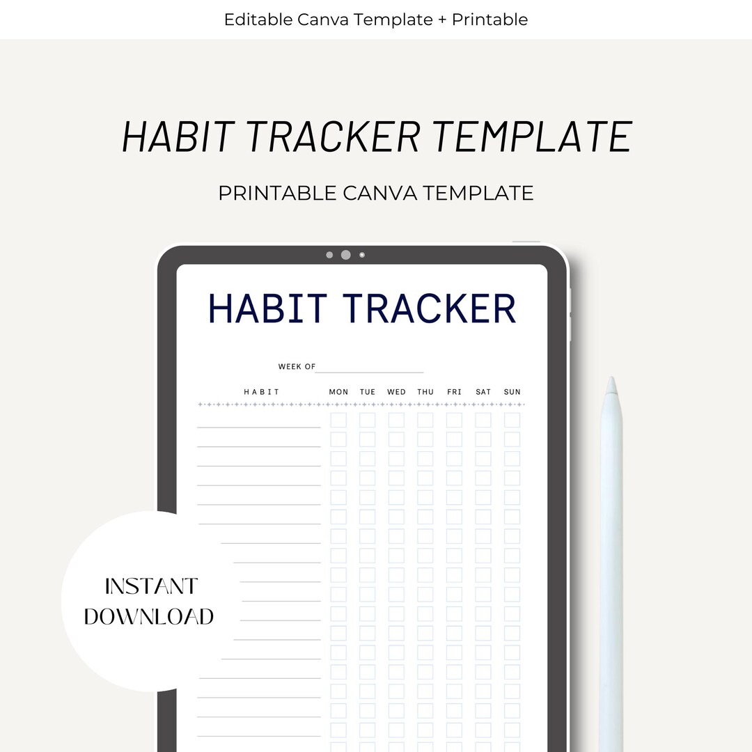 Habit Tracker Template Canva Weekly Habit Tracker Editable Habit ...