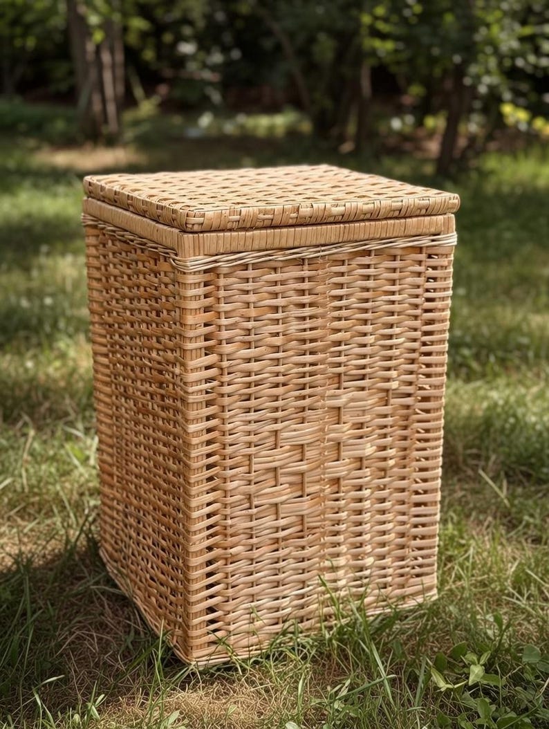 Handmade Willow Laundry Hamper With Lid - Natural Wicker Basket for ...