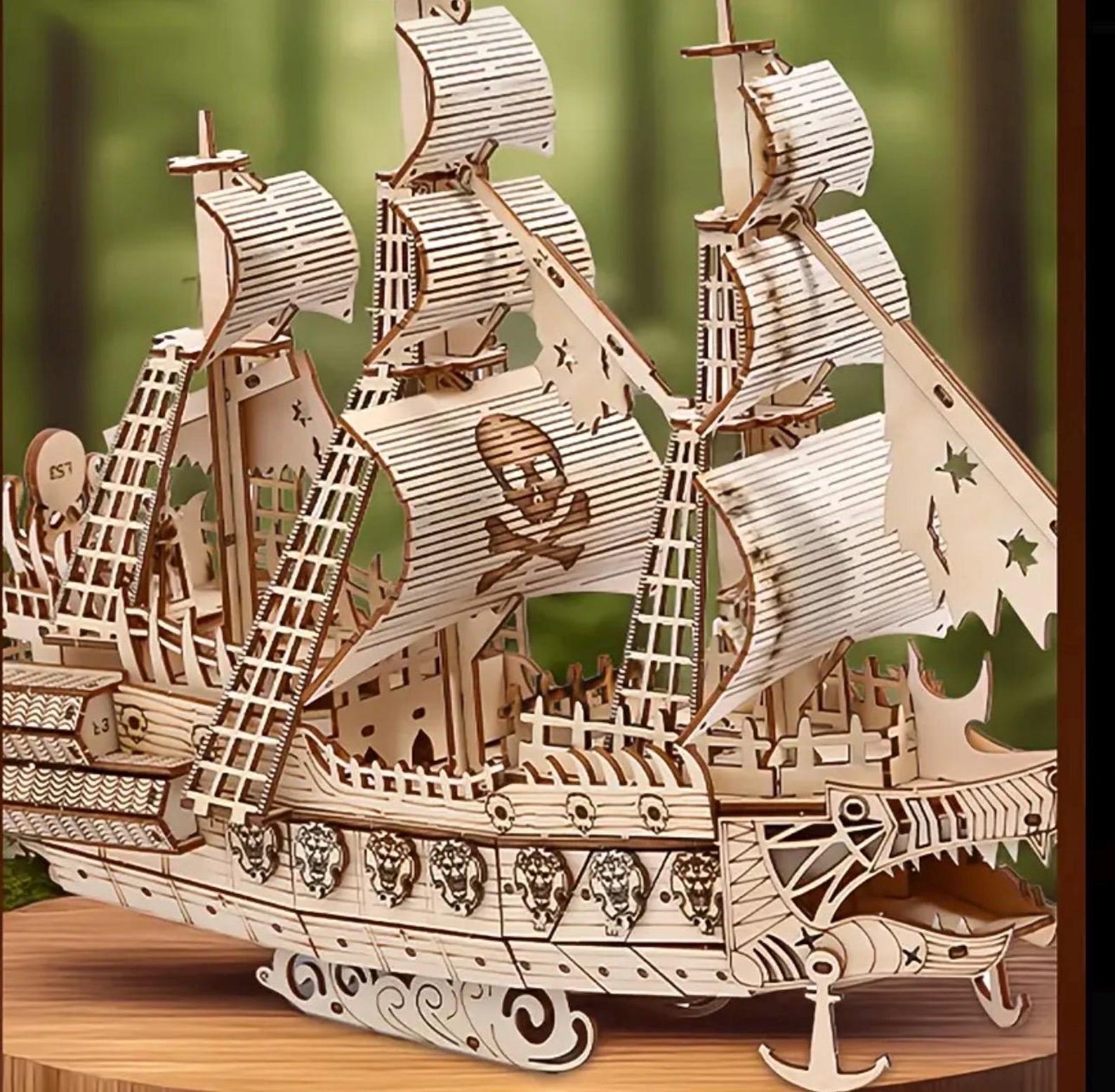 3D Wooden Pirate Ship Puzzle | DIY Model Kit, Nautical Decor - Etsy