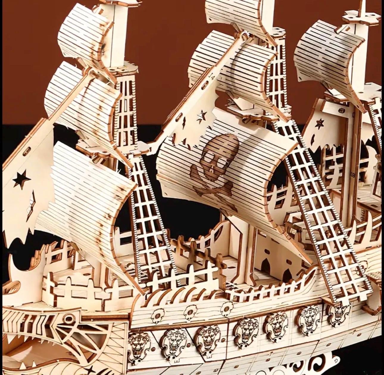 3D Wooden Pirate Ship Puzzle | DIY Model Kit, Nautical Decor - Etsy