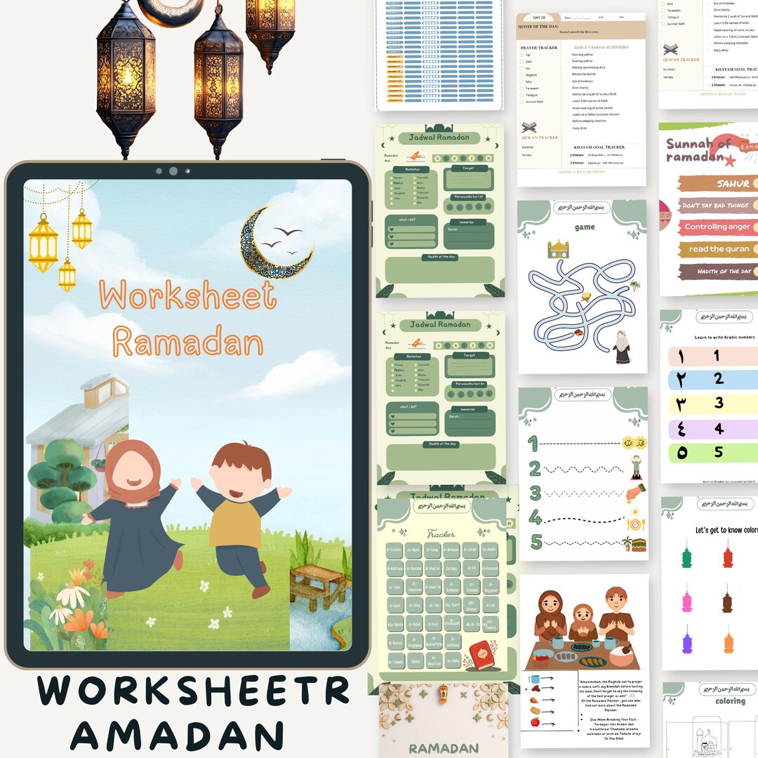 Digital Ramadan Worksheet Planner 2026 - 30 Day Islamic Daily Journal ...
