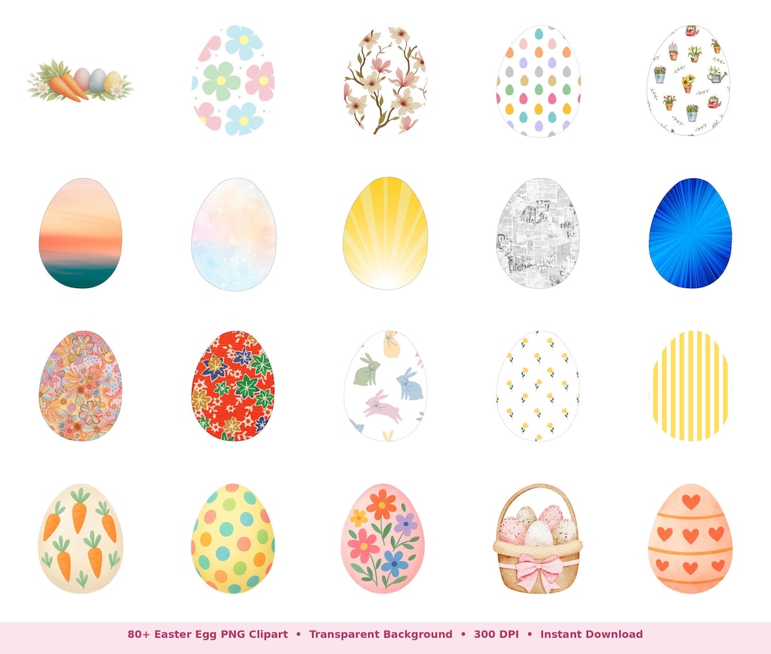 Watercolor Easter Egg Clipart Bundle | Spring PNG Graphics (digital ...