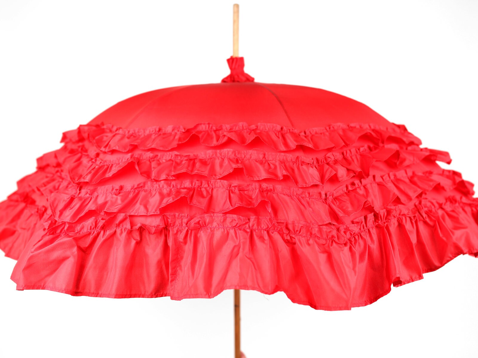 1870s Antique Parasol Frame With Exact Match Red Silk Taffeta and Trim ...