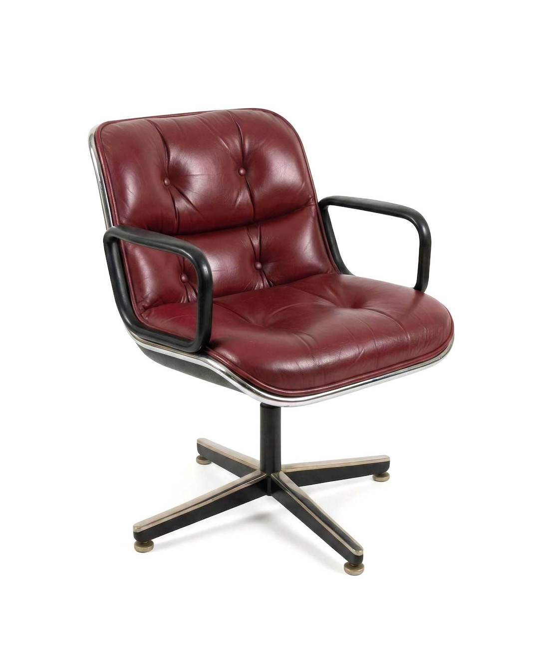Knoll Charles Pollock Executive Chair Bordeaux Leather | Vintage 1970s ...