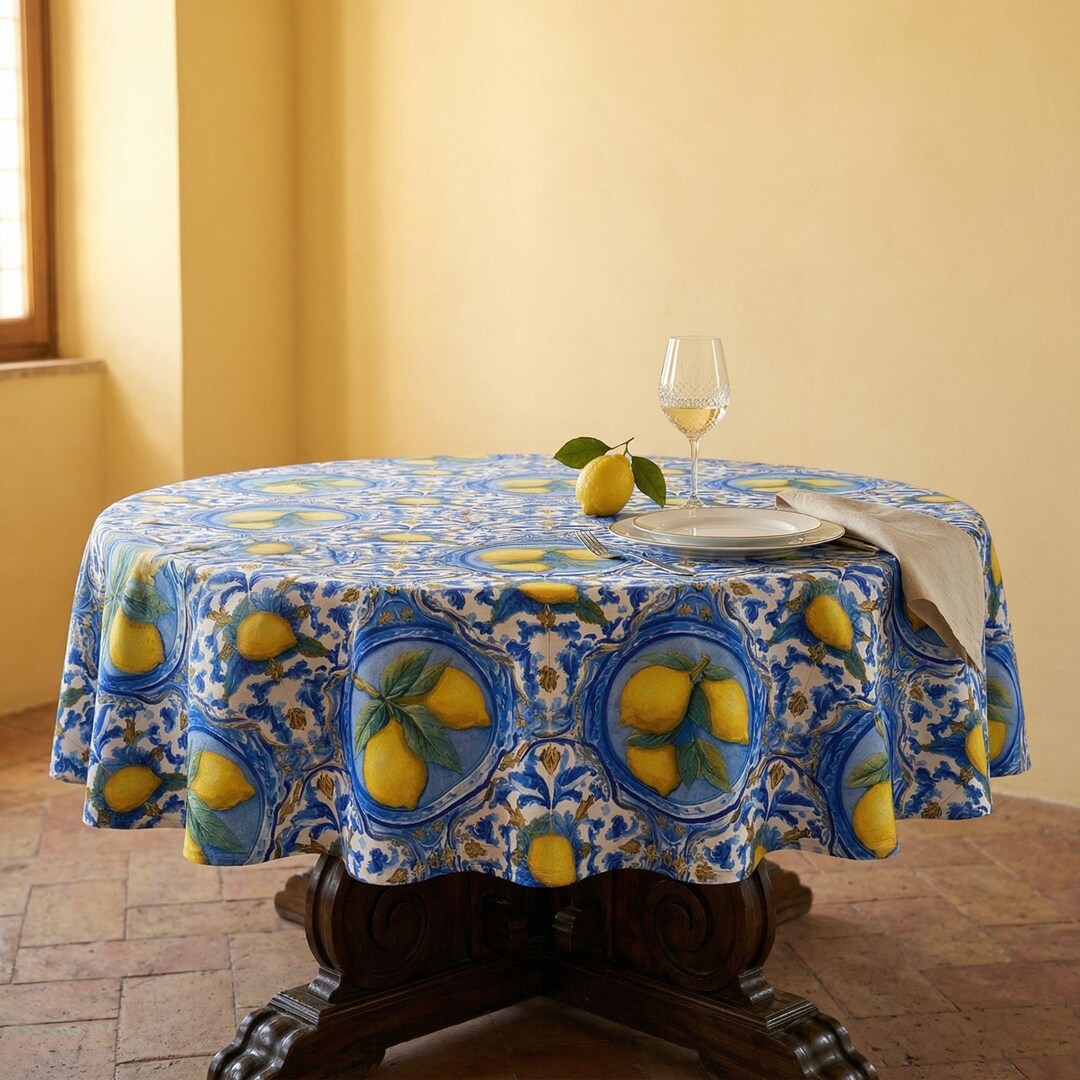 Cotton Linen Tablecloth | Italian Majolica Table Cloth | Authentic ...