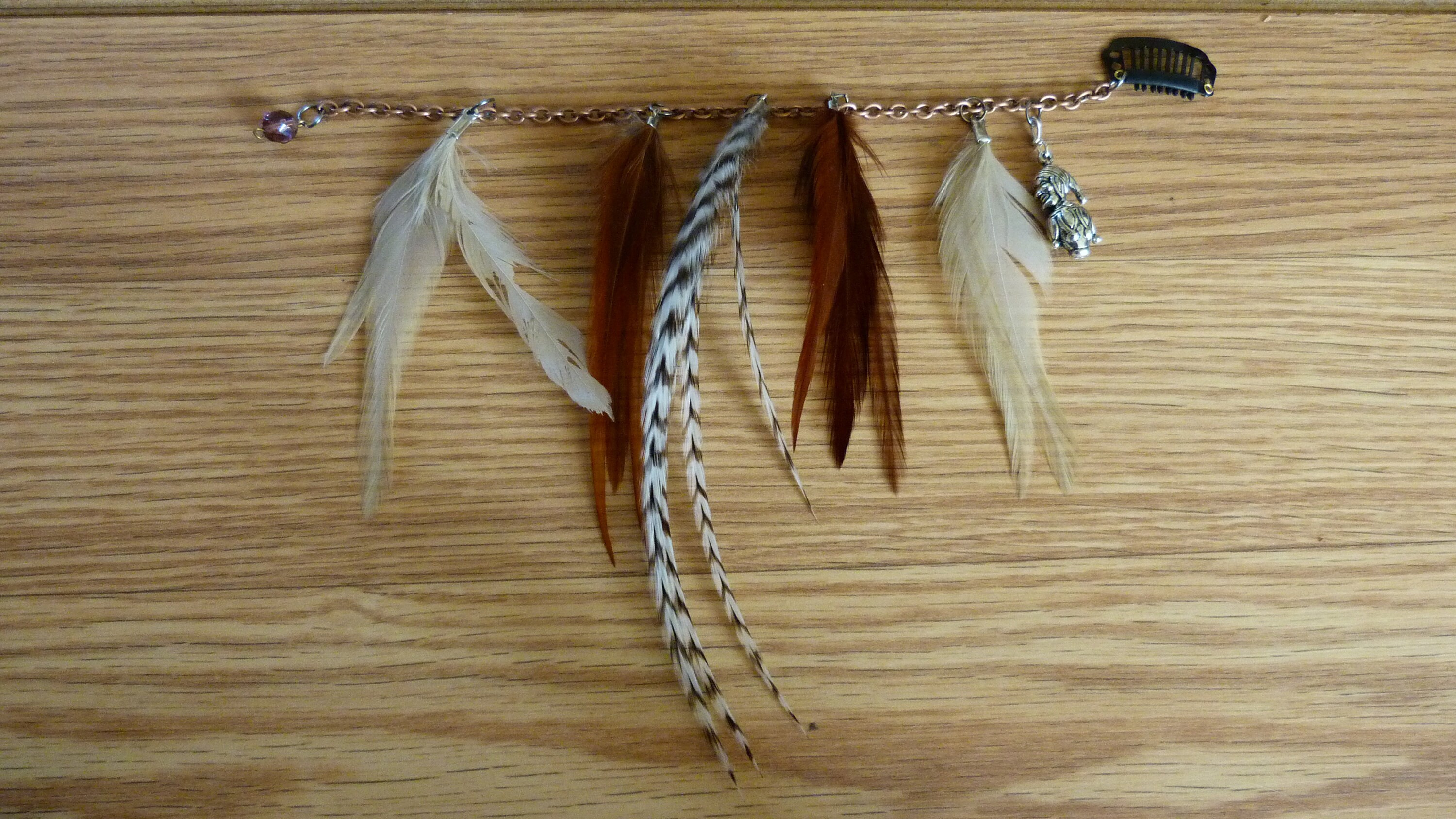 Jester Rooster, Crystal,silver Chain, Feather Hair Extension-ready to ...