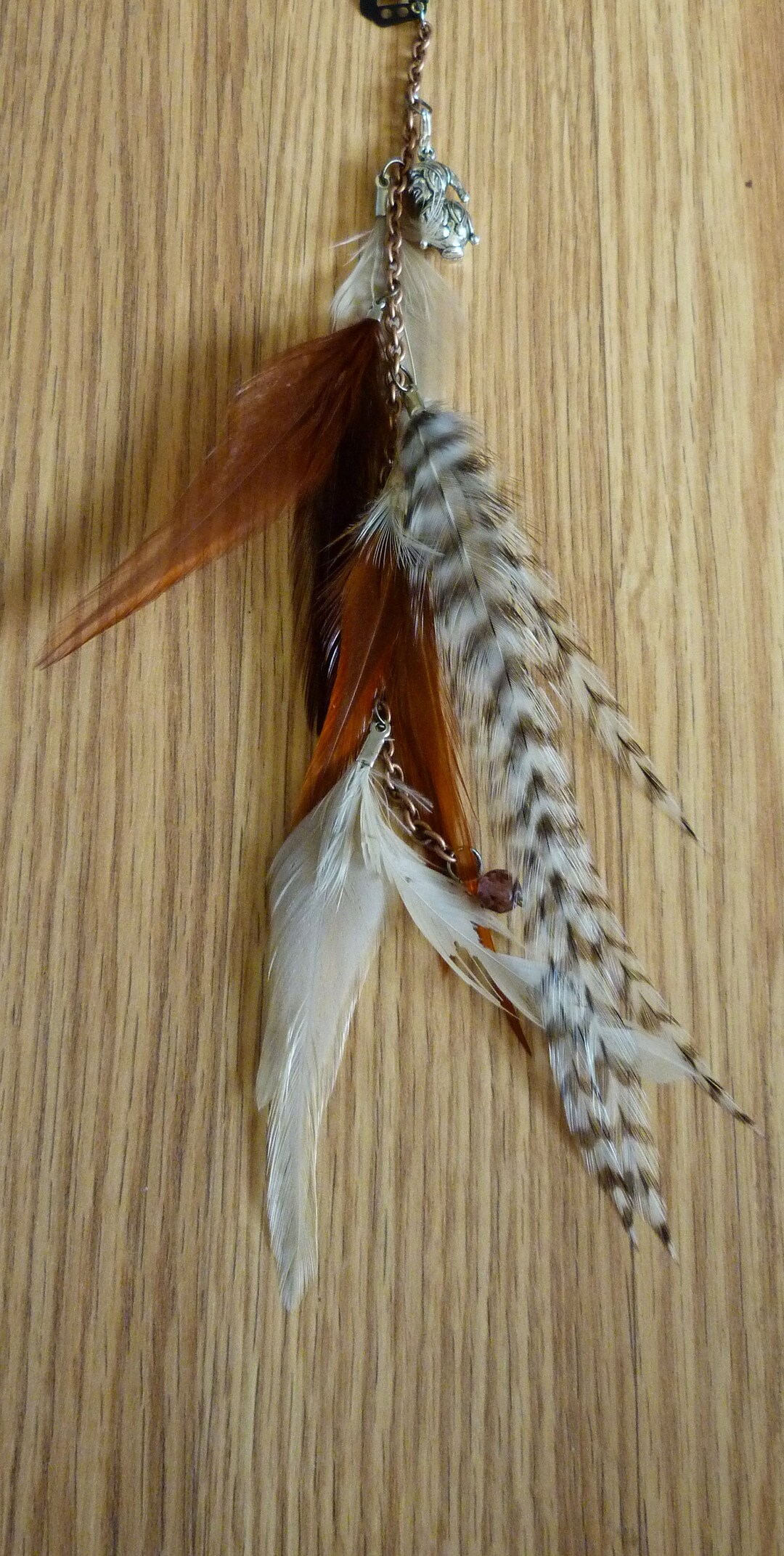 Jester Rooster, Crystal,silver Chain, Feather Hair Extension-ready to ...
