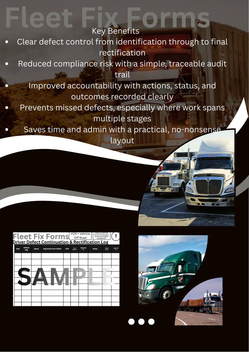Vehicle Defect Rectification & Continuation Log - Etsy