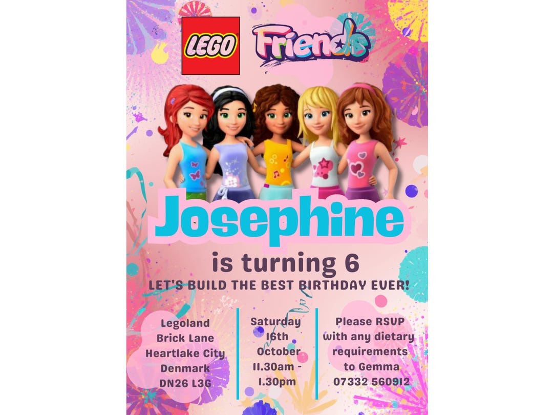 Lego Friends Birthday Party Invitation Editable Digital Template - Etsy