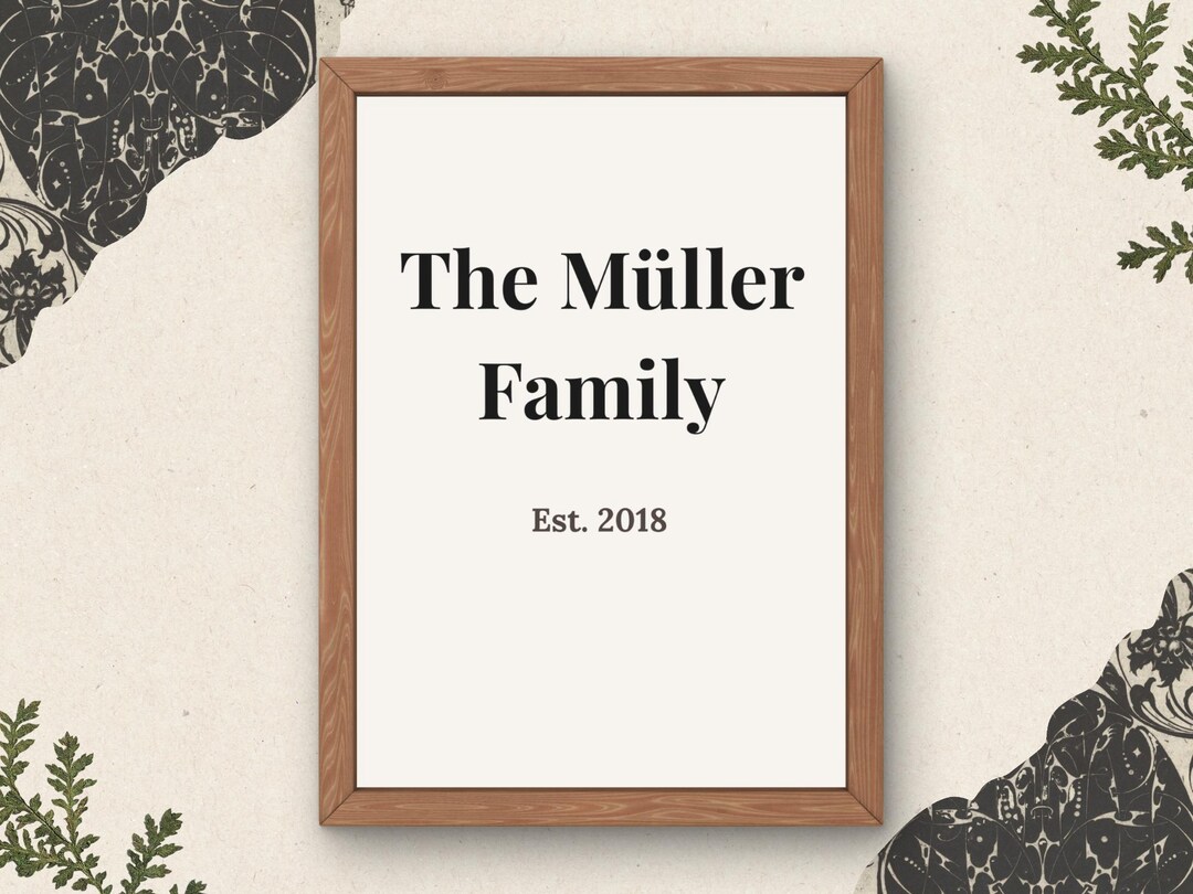 Family Name Print Personalized | Custom Last Name & Year | Minimal Wall ...