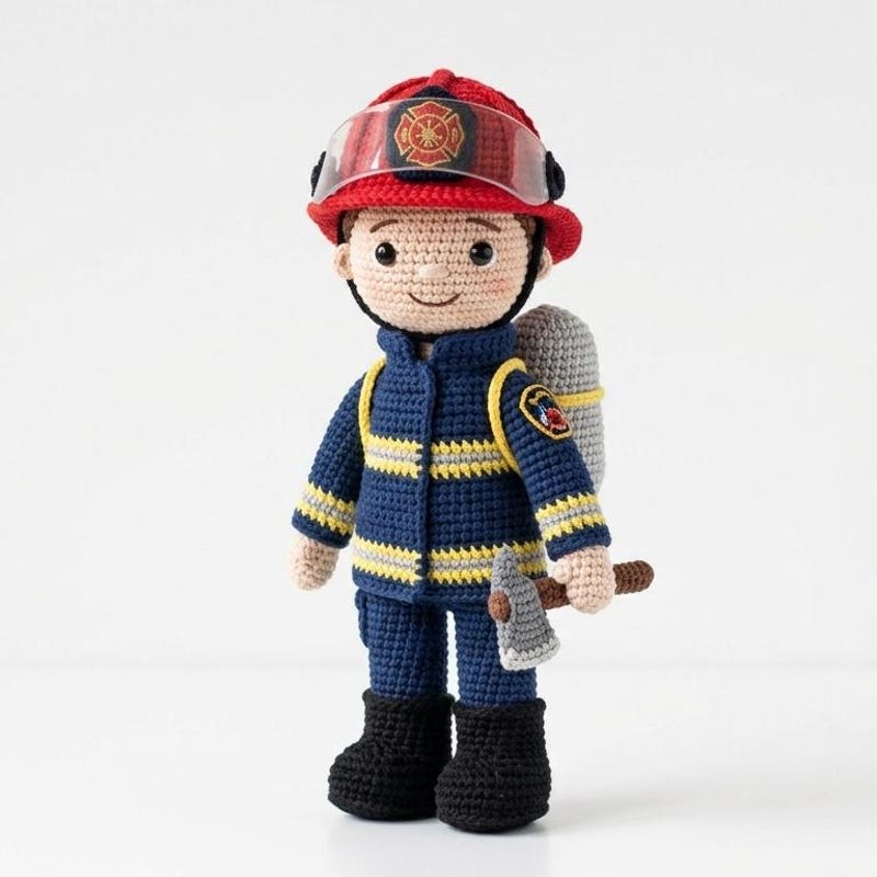 Firefighter Crochet Decor - Etsy