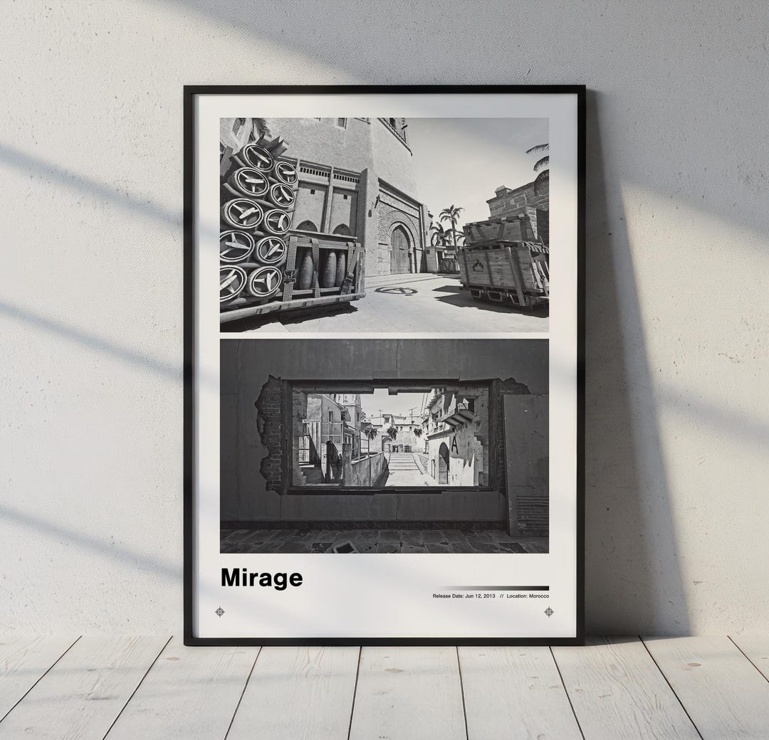 Mirage Map Counter-strike CSGO CS2 Gaming Minimalist Print / Minimal ...