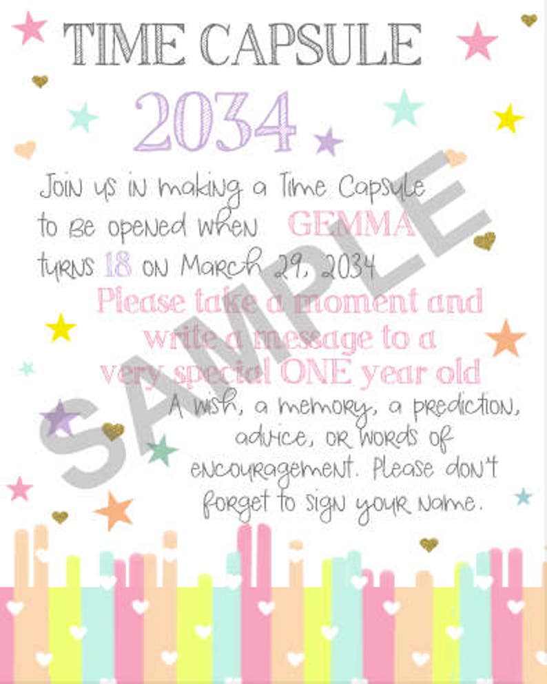 Pastel Rainbow Time Capsule Sign Digital File Customizable - Etsy