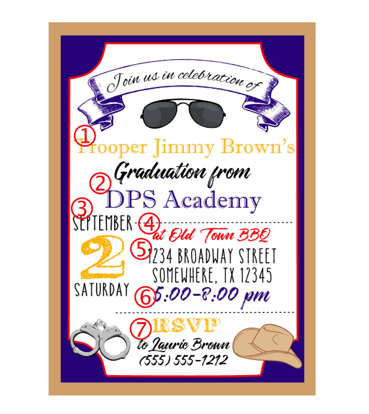 Texas State Trooper Graduation Party Invitation - Digital File ...
