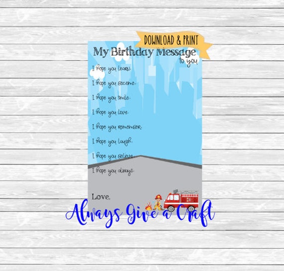 Fireman Time Capsule notecards Detailed INSTANT download | Etsy