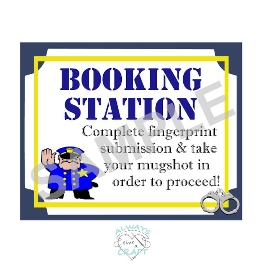 Booking Station Sign for Police Theme Party, INSTANT Download ...