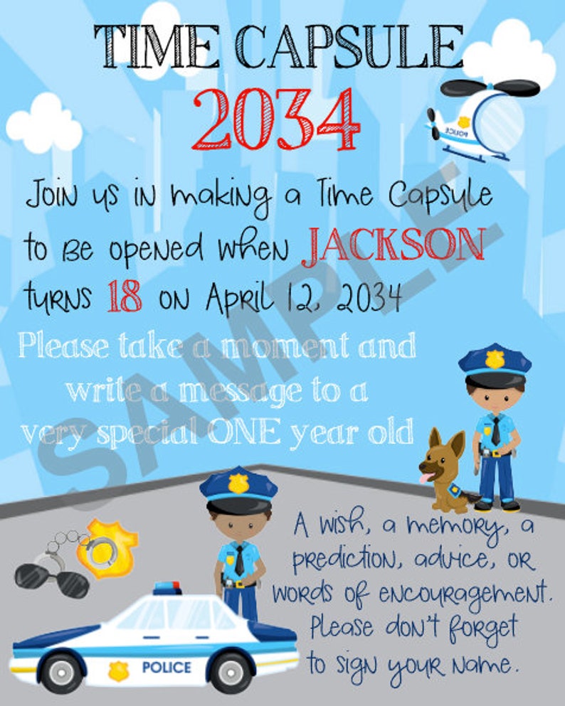 Police Time Capsule Sign Digital File Customizable | Etsy