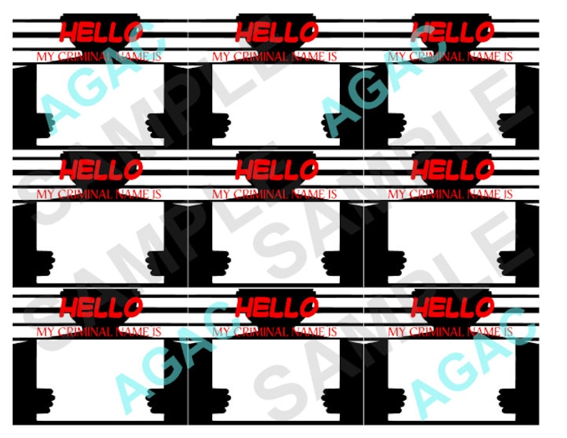 What's Your Criminal Name, Sign With Name Tags. Instant Download ...