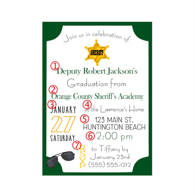 Sheriff's Academy Graduation Party Invitation - Digital File ...