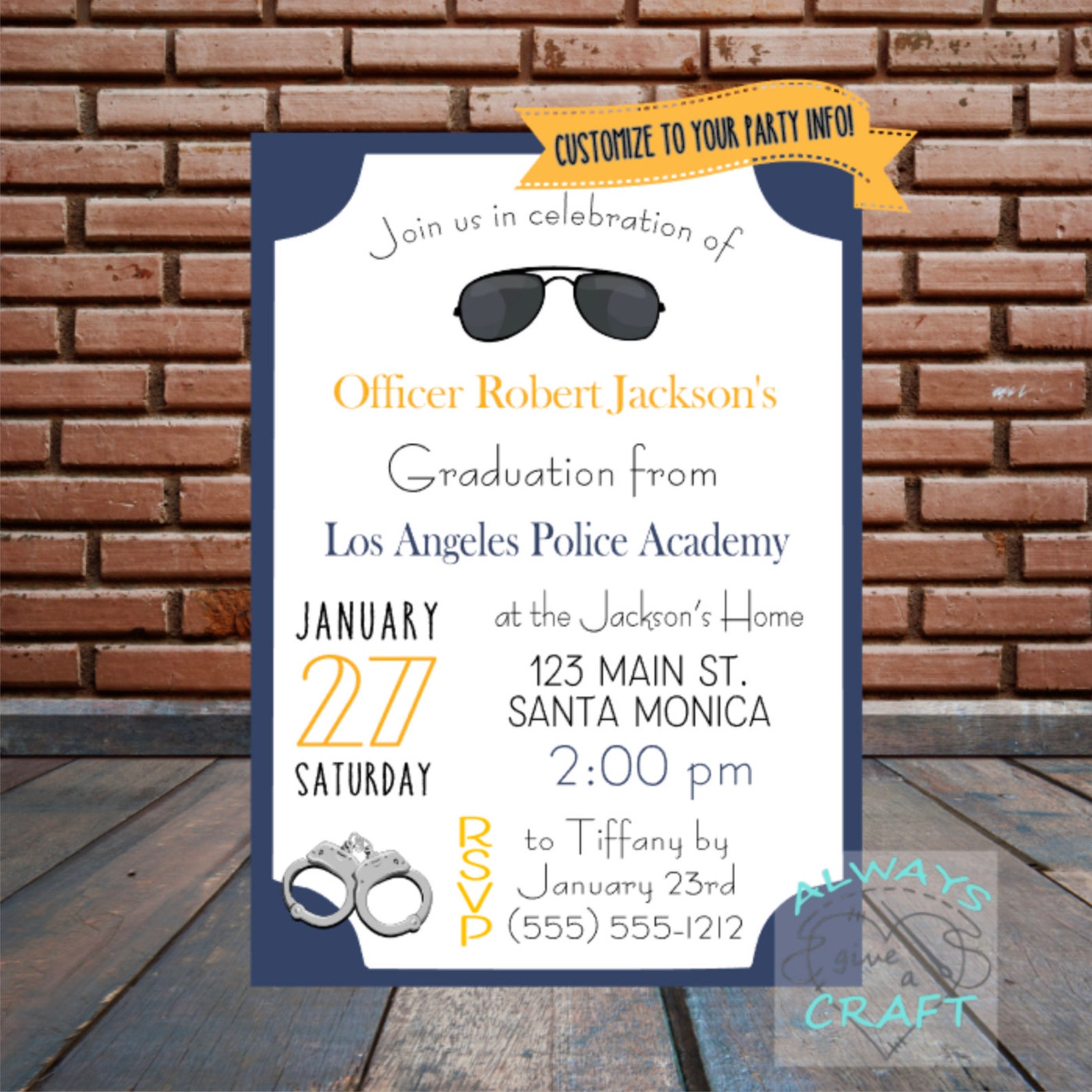 Police Academy Graduation Party Invitation Digital File Customizable - Etsy