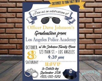 Sheriff's Academy Graduation Party Invitation Digital File Customizable ...