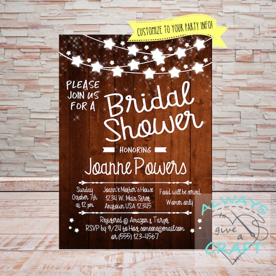 Twinkle Light Invitation Rustic Woodland Tree Twinkle Lights Wedding