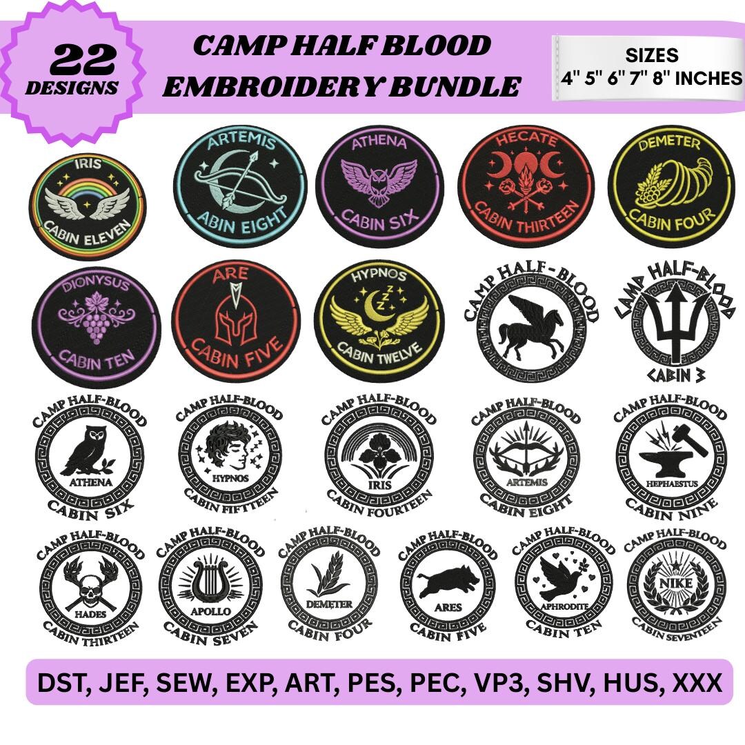 Camp Half Blood Embroidery Bundle Demigod Camp Logos Camp Jupiter ...