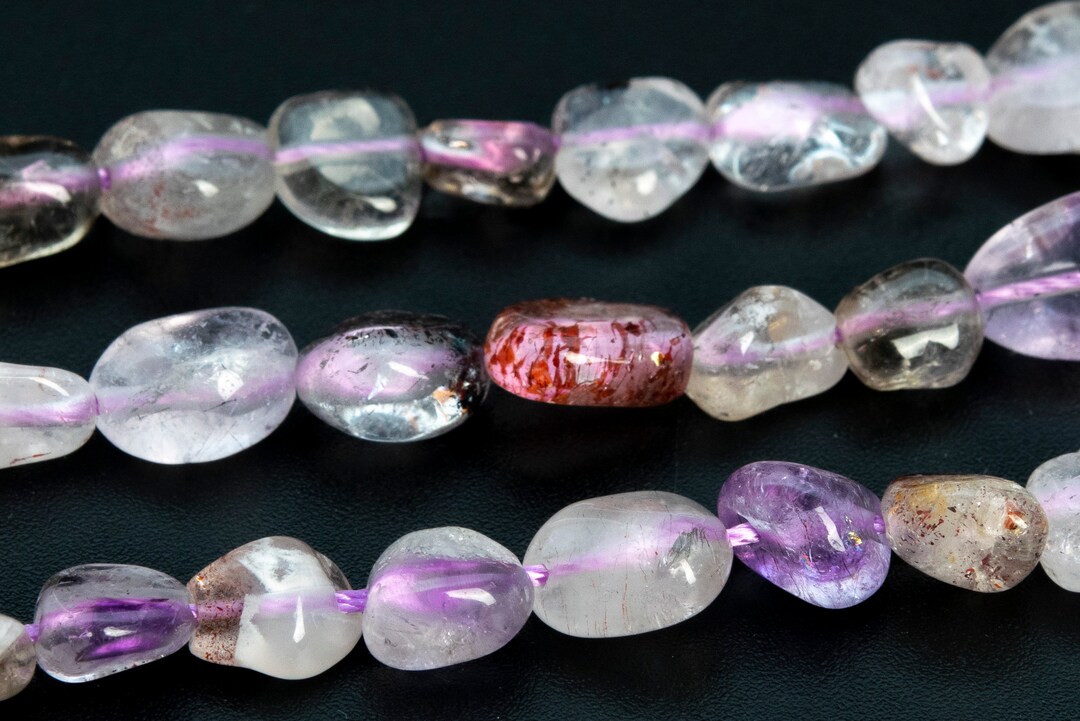 7-9MM Super Seven Beads Pebble Nugget Grade A Genuine Natural Gemstone ...