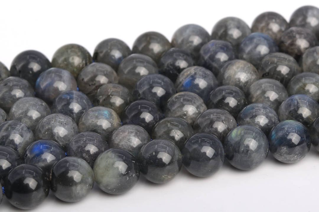 8MM Deep Gray Labradorite Beads Grade AB+ Genuine Natural Gemstone Full ...