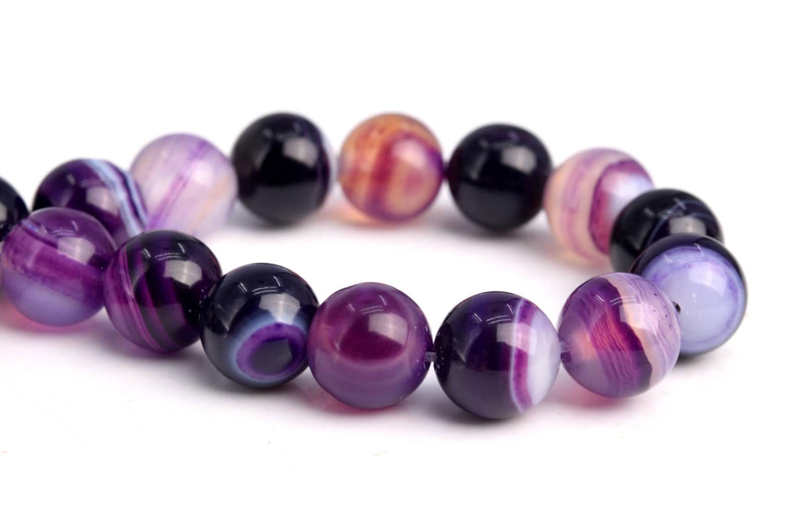 8MM Purple Striped Agate Beads Grade AAA Gemstone Full Strand - Etsy
